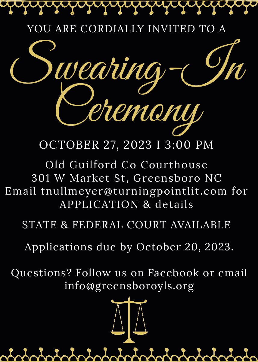 Swearing-In Ceremony Set for October 27 – Greensboro Bar Association