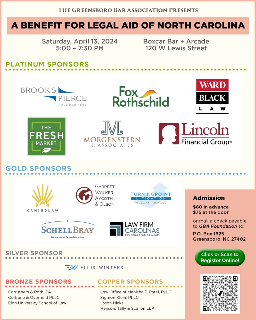 2024 Legal Aid of North Carolina Benefit – Greensboro Bar Association